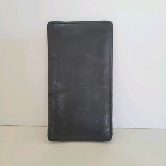 Coach | Bags | Coach Wallet Solid Black Bifold Checkbook Card Holder ...